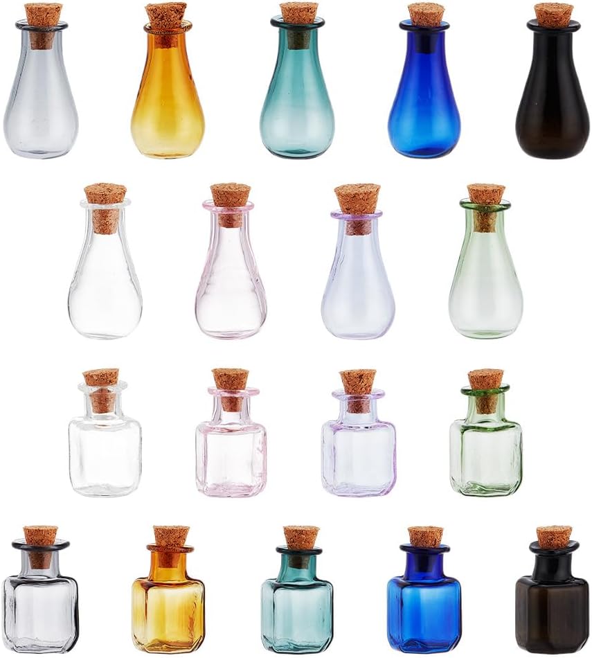 BENECREAT 18 Pack 9 Colors Mini Potion Bottle, 2 Shapes Multi Color ...