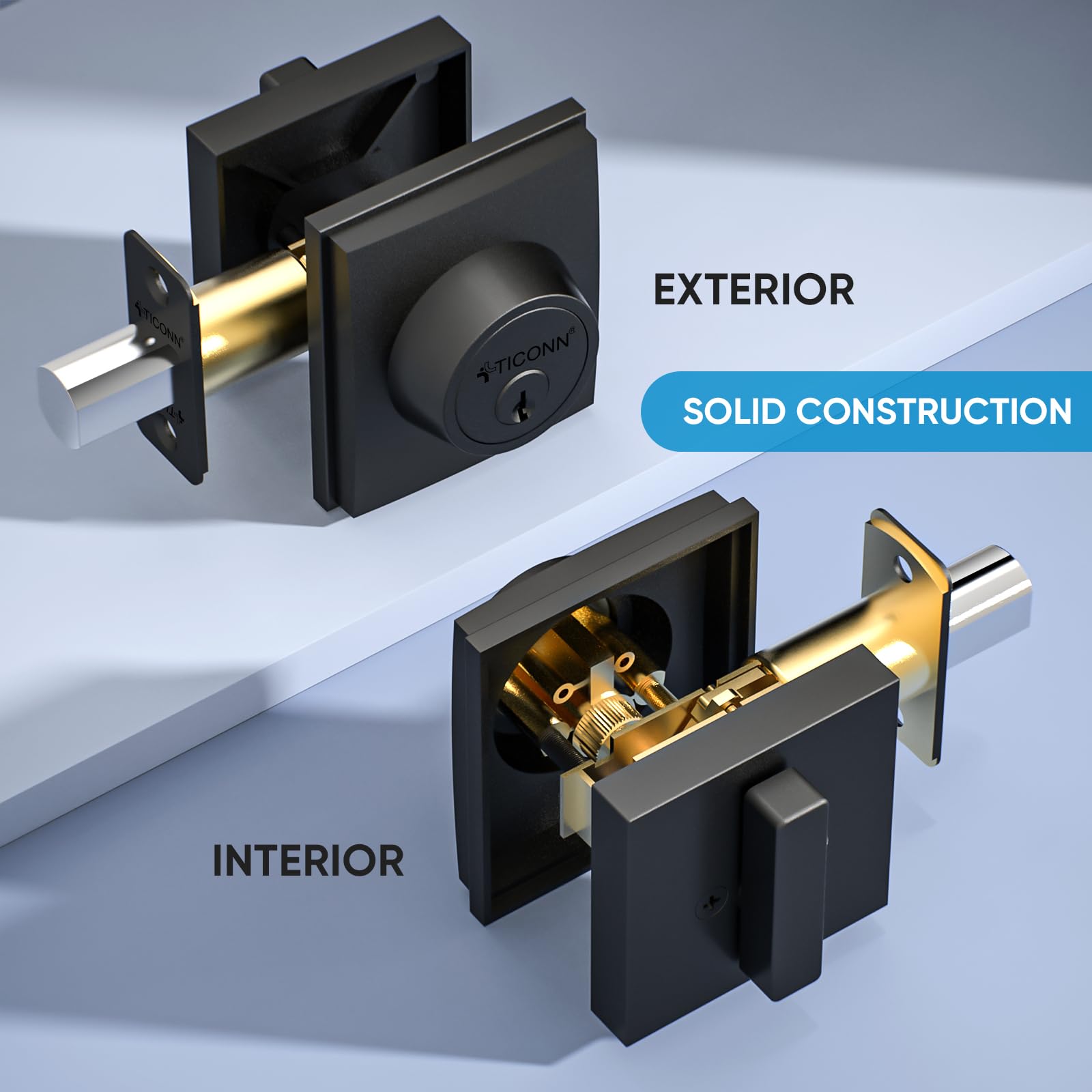 Snapklik.com : TICONN Front Door Handle Set, Heavy Duty Square Door ...