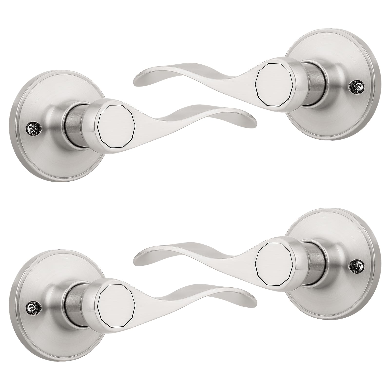 KNOBWELL 2 Pair of Dummy Door Handles Brushed Nickel Interior Closet ...