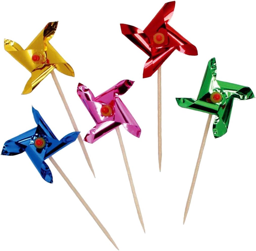 Amazon.com | Multicolor Pinwheel Picks (4") 12 Count, Eye-Catching ...