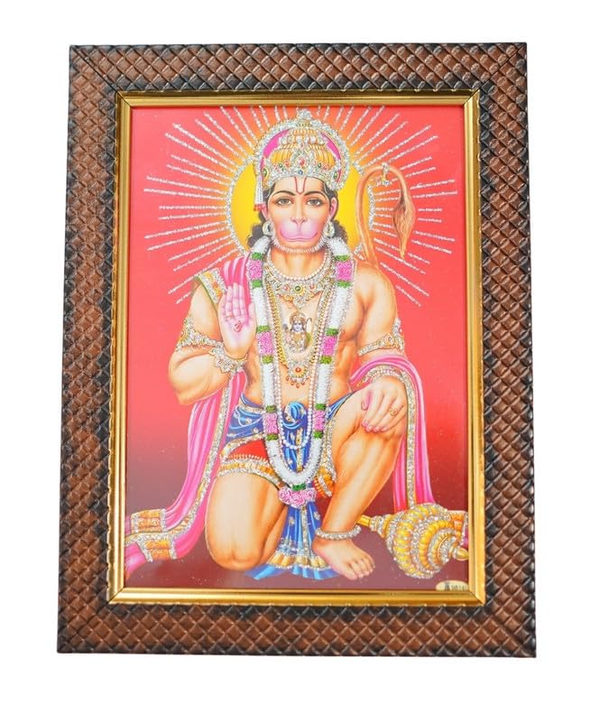 Subhash Pushtak Lord Hanuman ji Wooden Photo frame for Pooja | Hindu ...