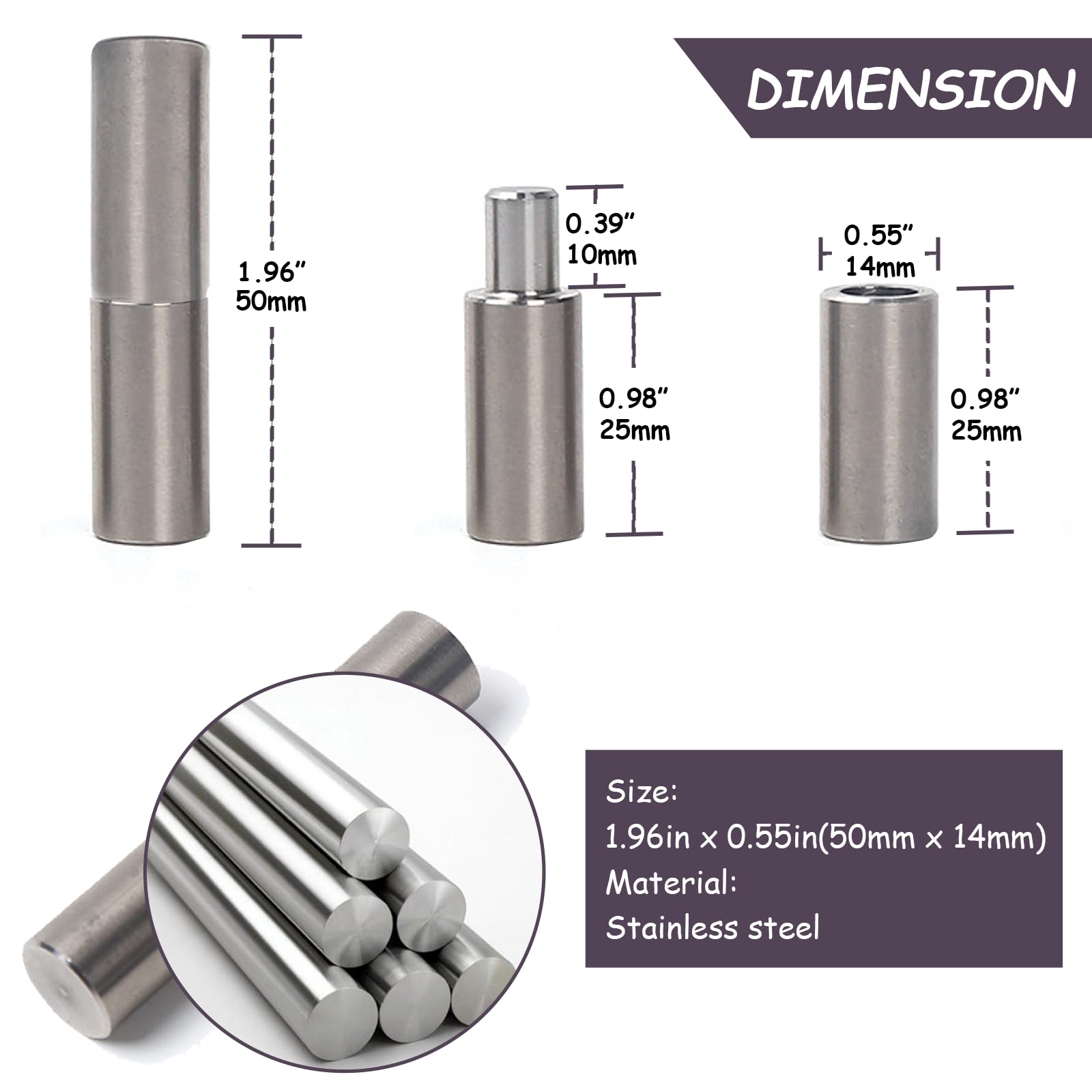 Snapklik.com : 20Pcs Weldable Barrel Hinges 1.9" X 0.5" Door Hinge ...