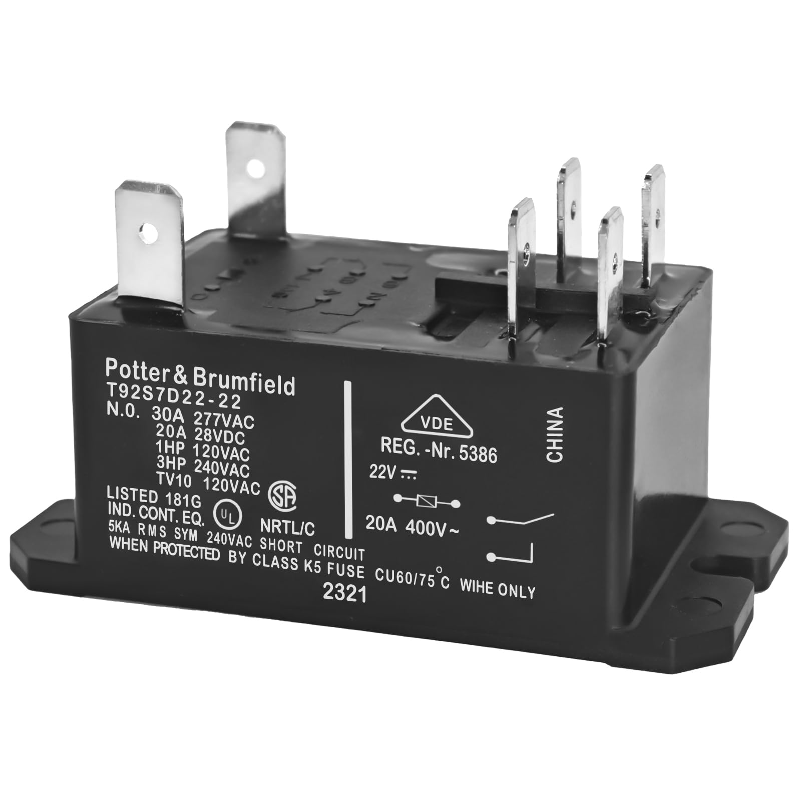 T92S7D22-22 OEM Replacement Furnace Relay - DPST General Purpose Relay ...