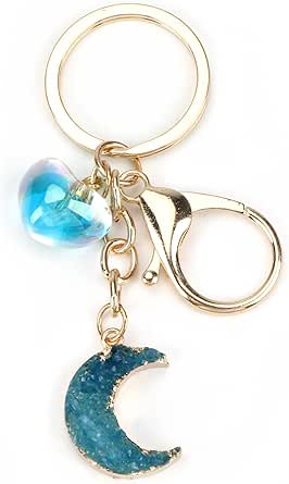 Moon Keychain with Heart Pendant Crystal Keychain for Women Unique bag ...