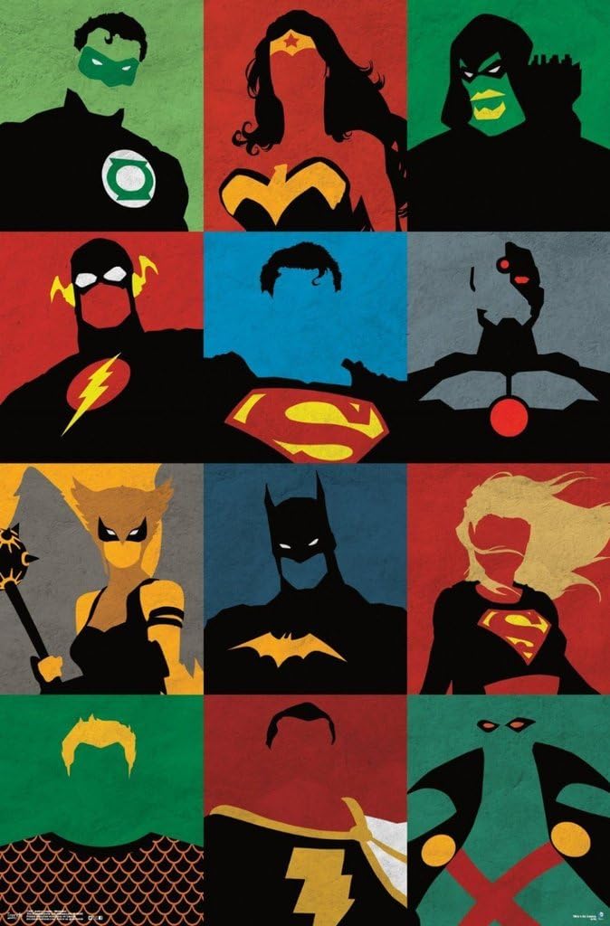 Amazon.com: Justice League, Minimalist Poster 12" x 18" Multicolour ...