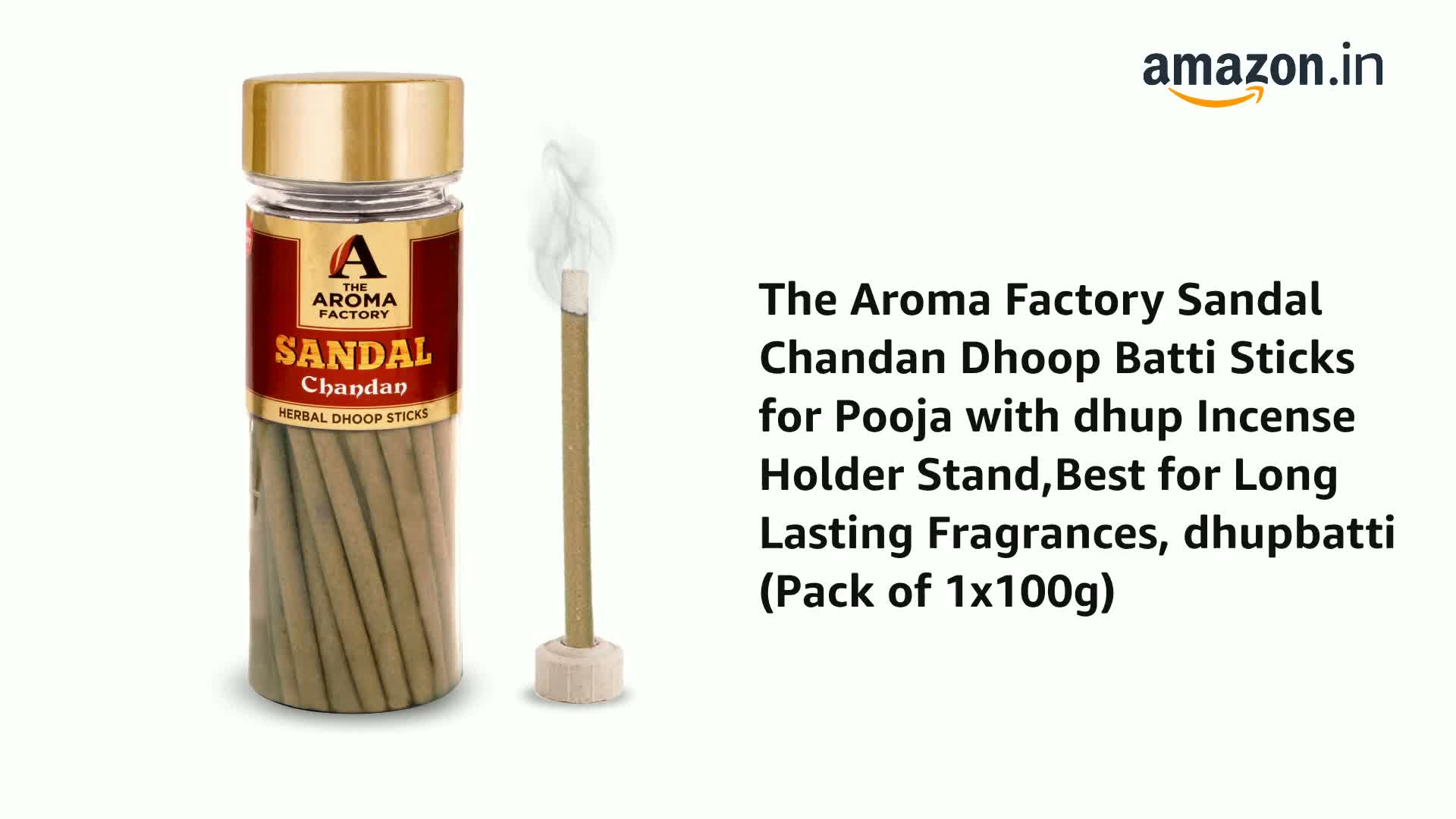 Watch The Aroma Factory Sandal Chandan Dhoop Batti Sticks for Pooja ...