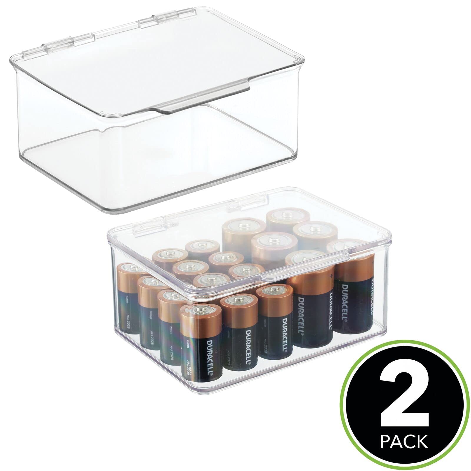 Buy mDesign Plastic Small Stackable Divided Battery Storage Organizer ...