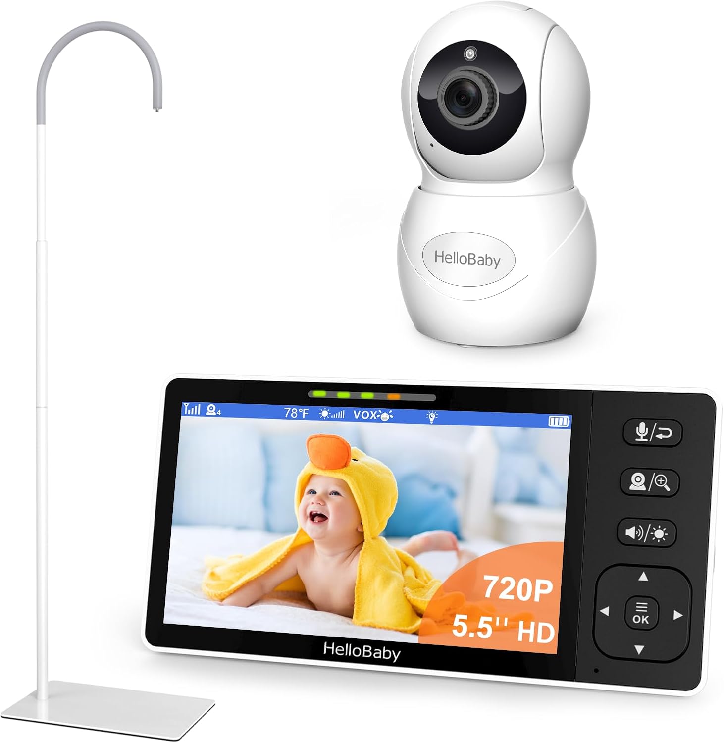 Amazon.com: HelloBaby 720P Baby Monitor with Camera and Audio No WiFi ...