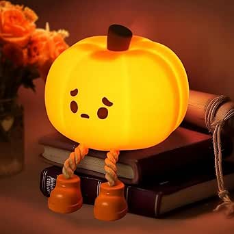 Pipihome Pumpkin Night Light, Cute LED Rechargeable Lamp, Silicone ...