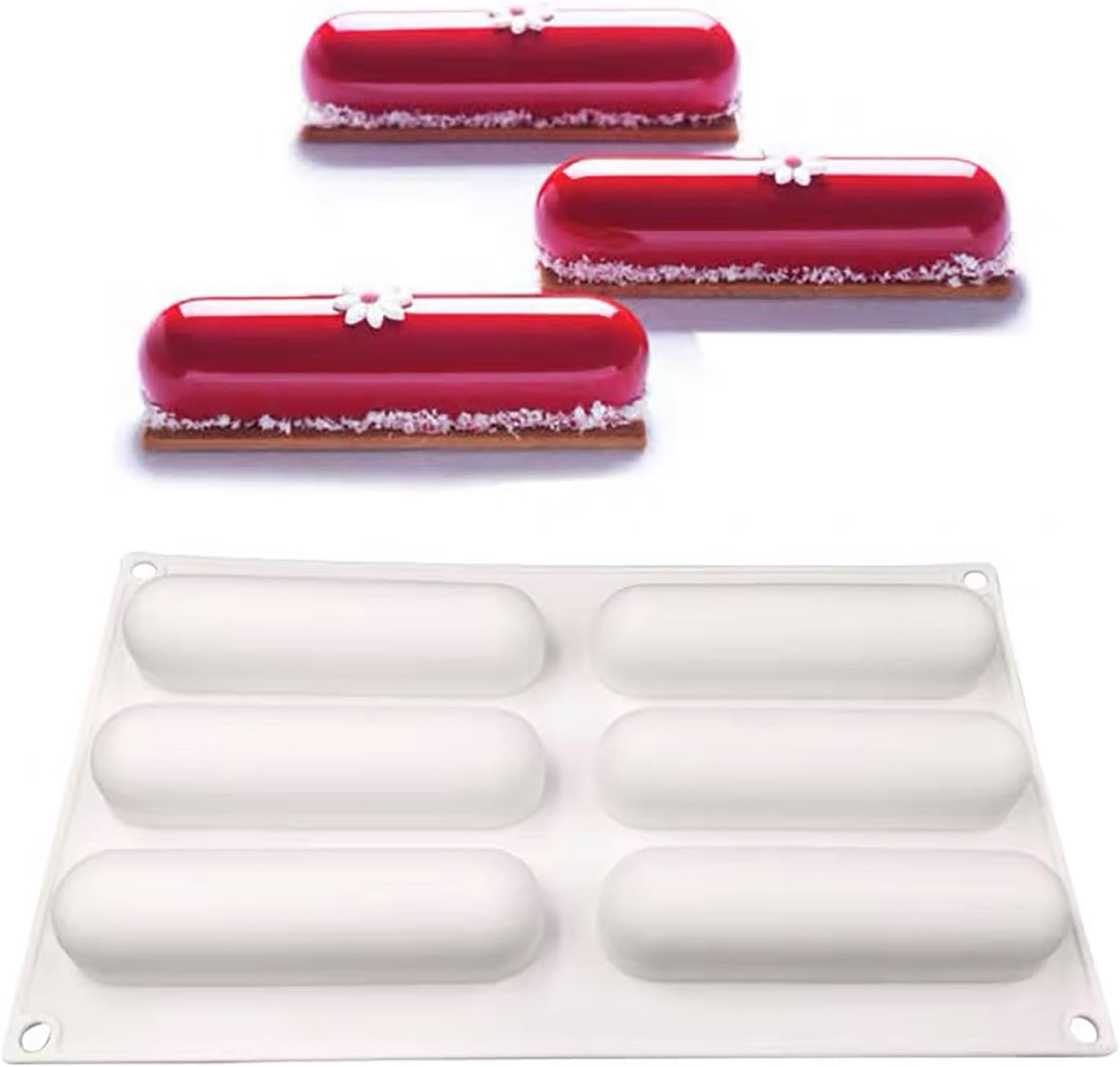 Amazon.com: AFINSEA Eclair Silicone Mold for Baking Mousse Cake, 3D ...