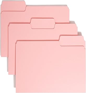 Amazon.com : Smead Standard File Folders, 100 Count, Pink, 1/3-Cut Tabs ...