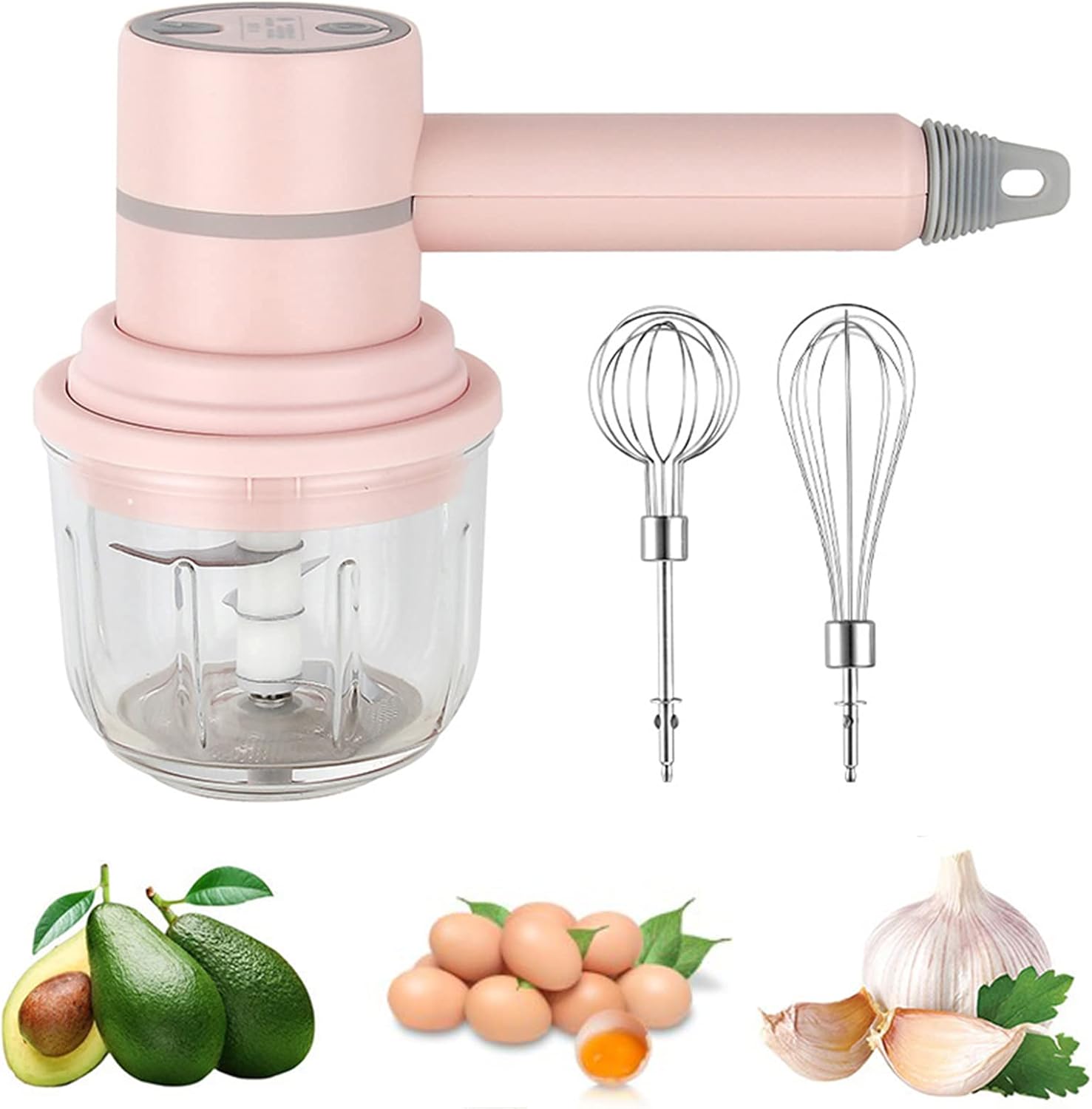 PhantomSky 2-in-1 Mini Electric Garlic Chopper Whisk Food Chopper USB ...