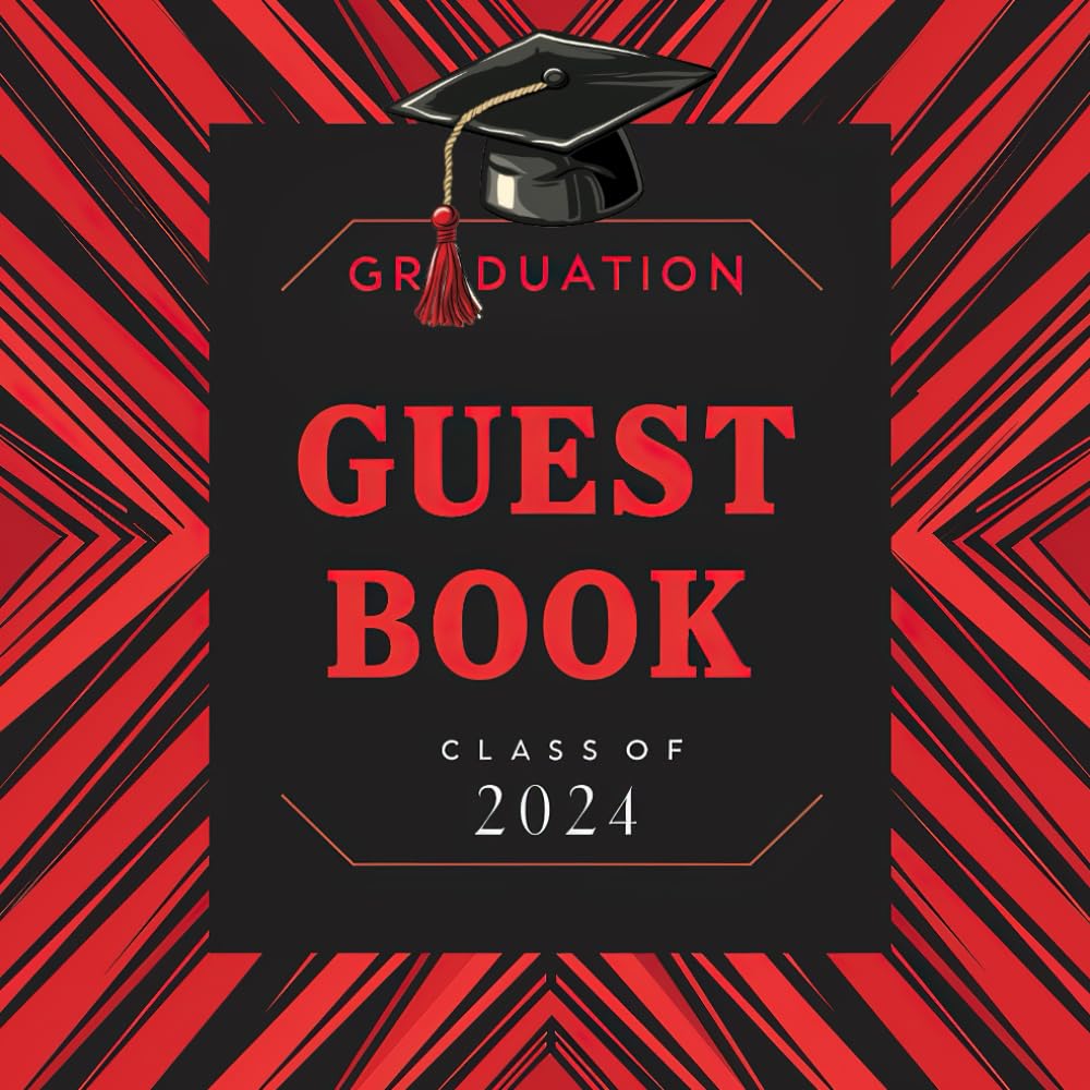 Amazon.com: Graduation Guest Book 2024: Red And Black Theme Grad Party ...