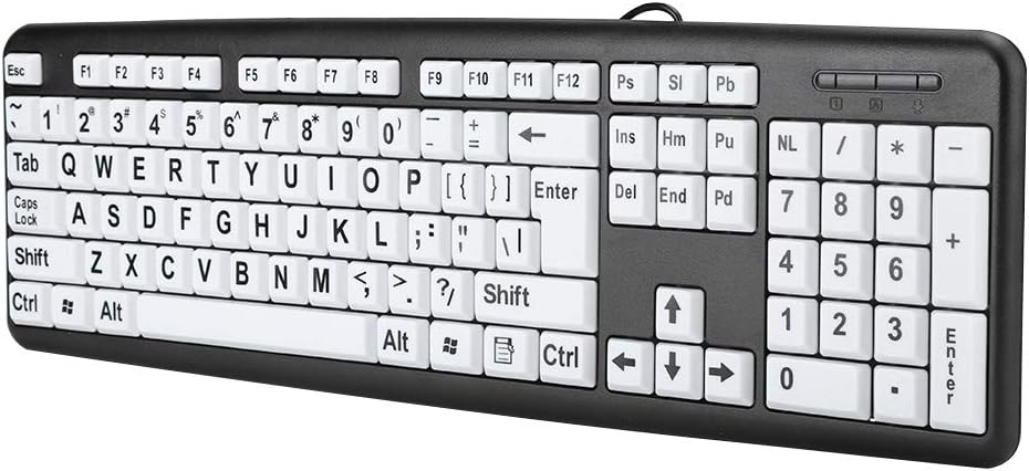 ciciglow Big Letter Keyboard, Black 104 keys Elderly Keyboard Low ...
