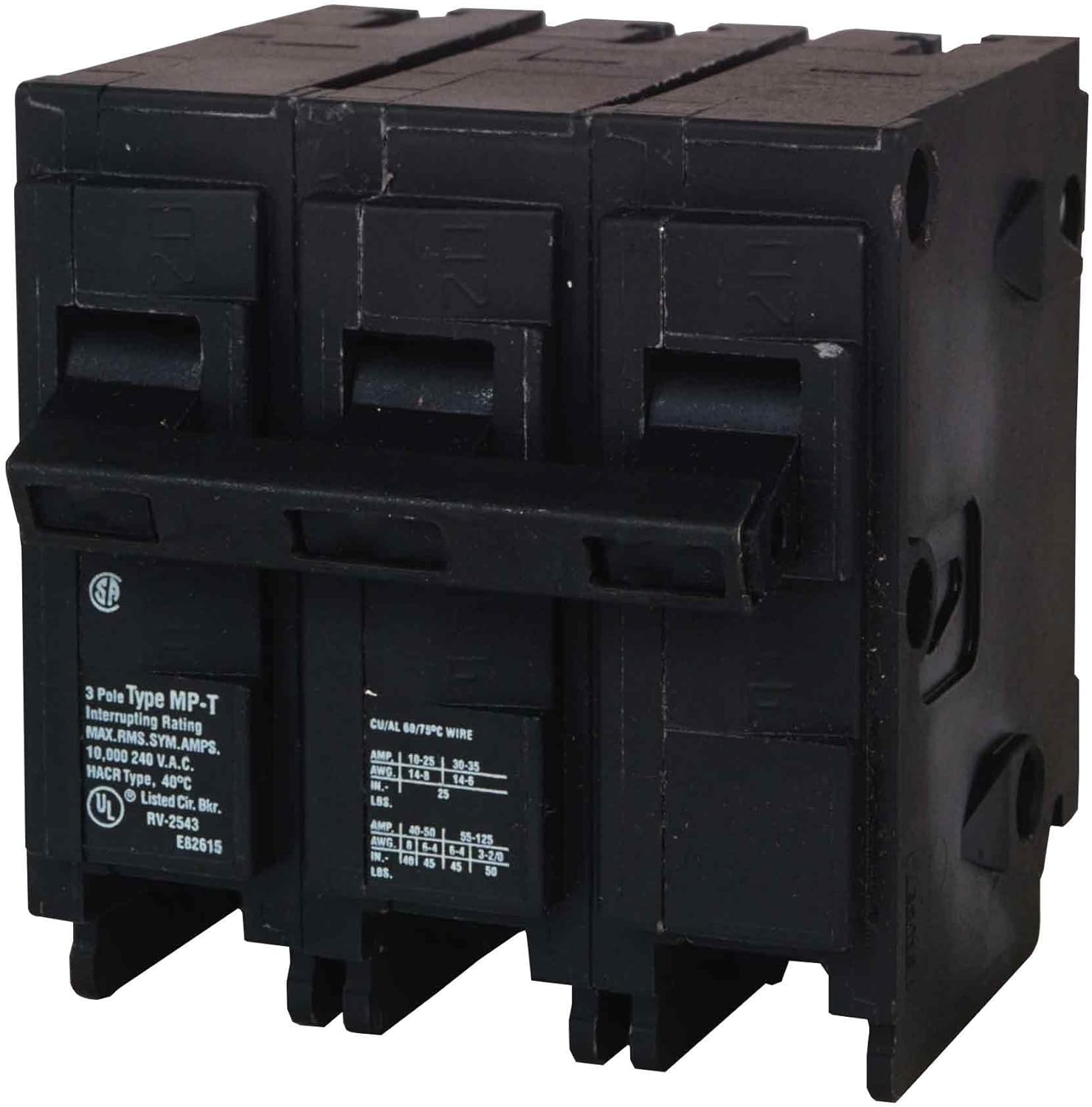 MP340 40-Amp Three Pole Type MP-T Circuit Breaker - Ground Fault ...