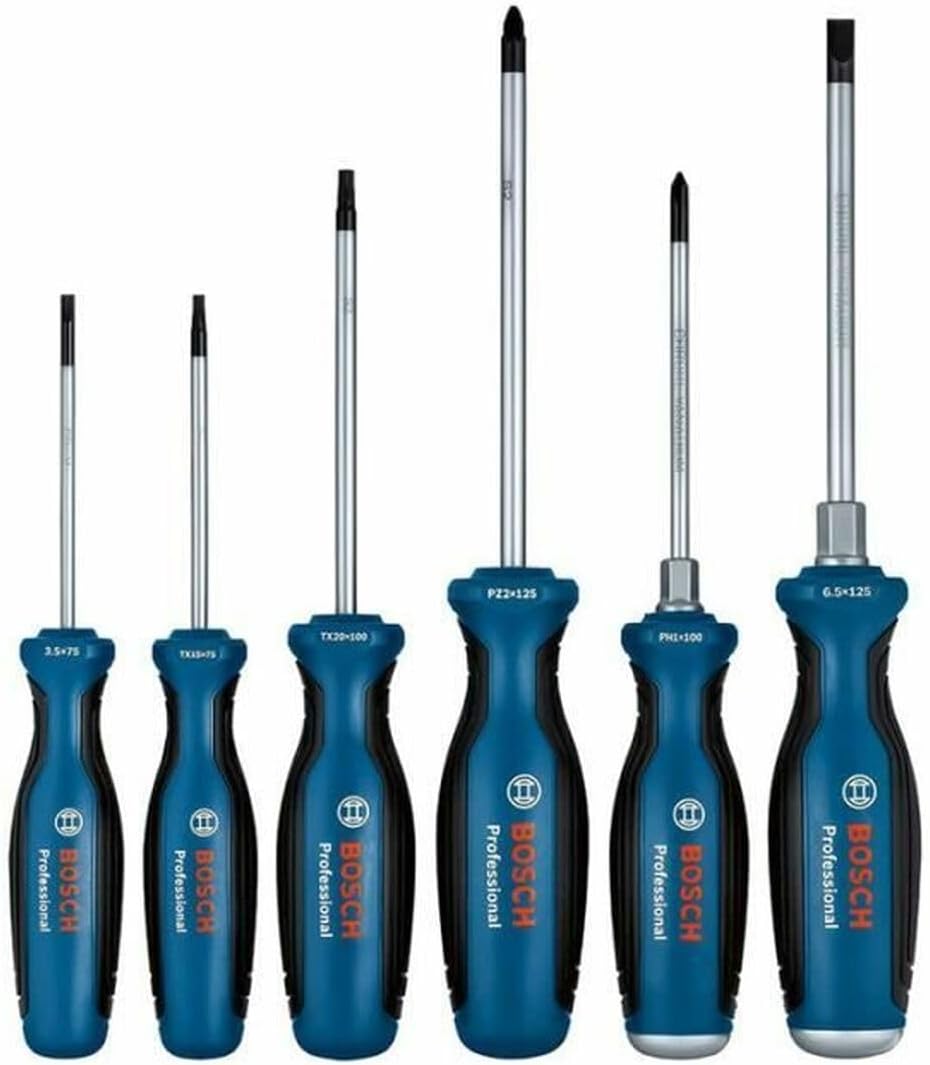 Bosch Professional 6-piece Screwdriver Set (SL/PH/PZ/TX, incl. SL 3 ...