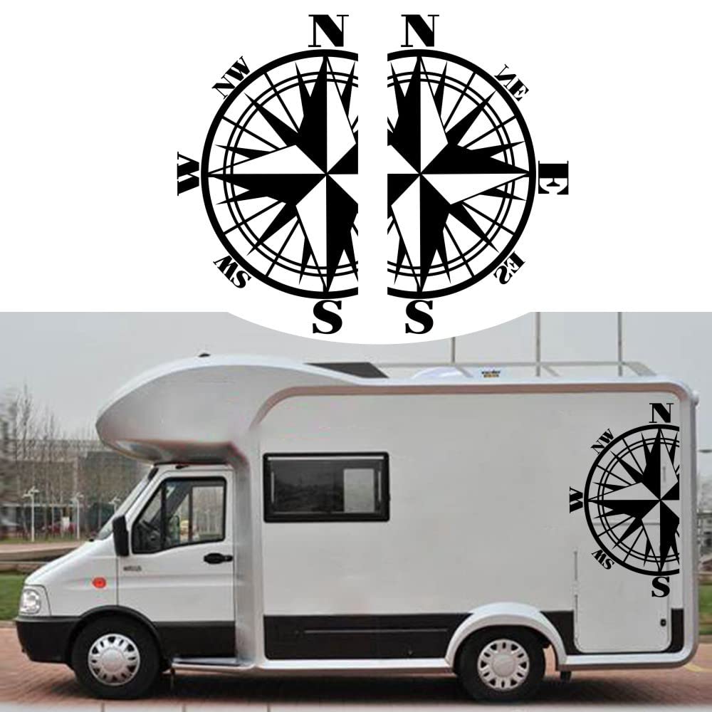 2PCS Motorhome Camper Van Caravan Decal, Universal Compass Sticker ...