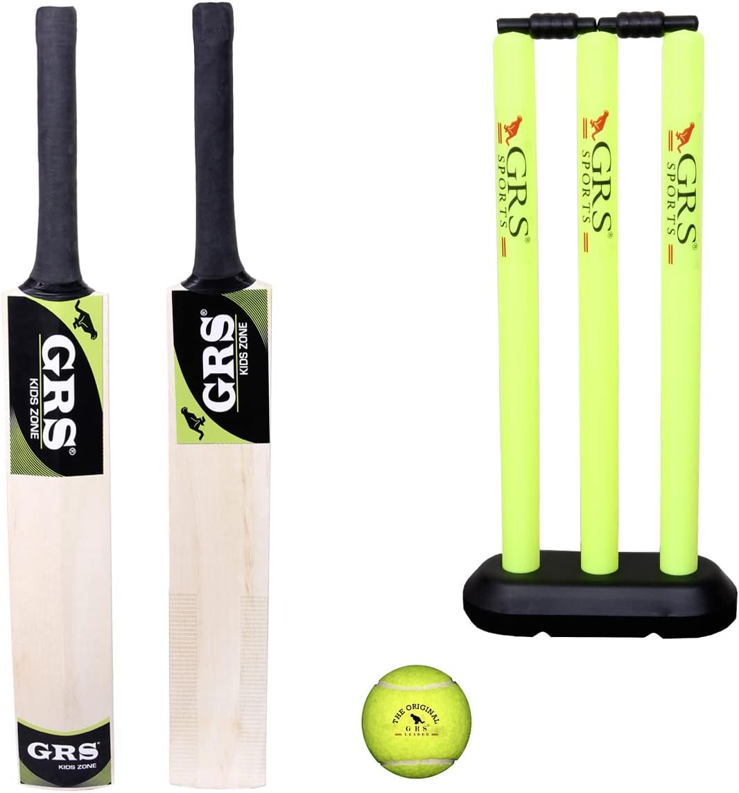 GRS Kids Zone Popular Willow Cricket Bat with Wicket Set & 1 Tennis ...