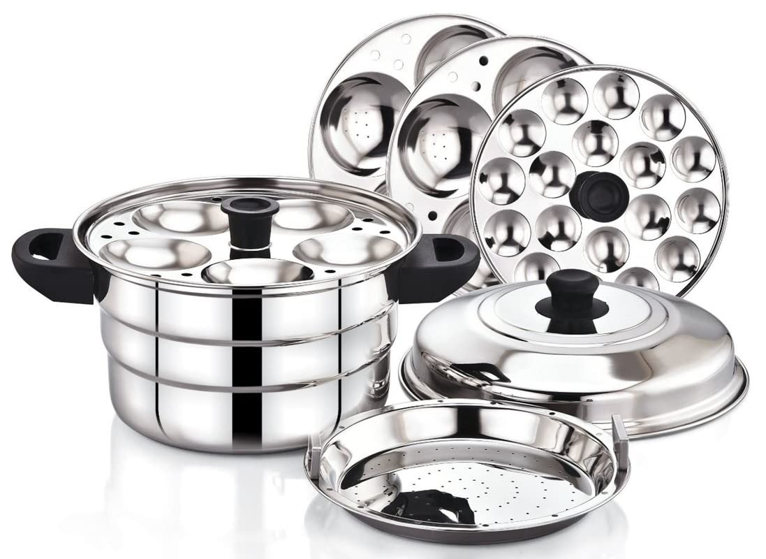 Diamond Stainless Steel Multi-Steaming Induction Base with 3 Idli ...
