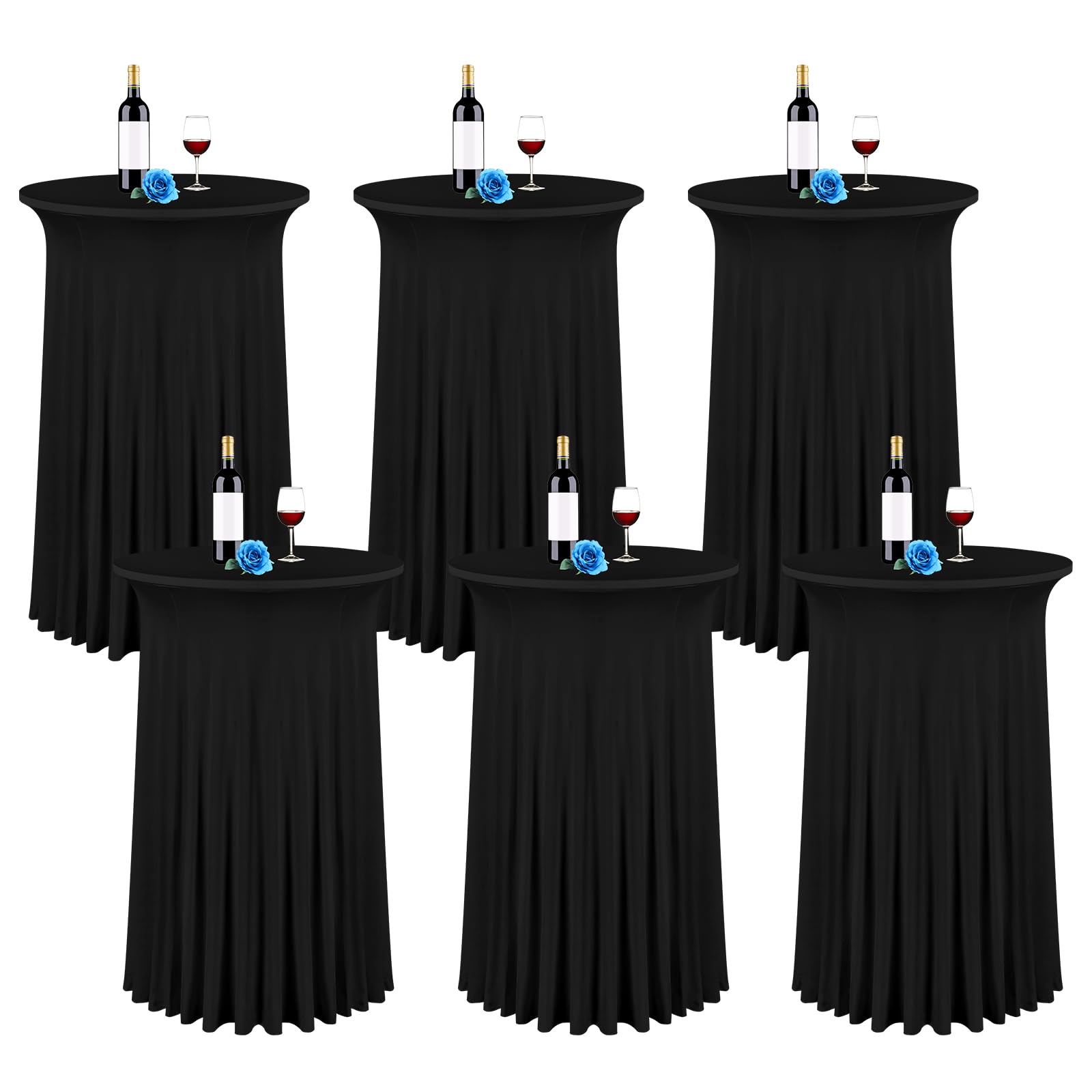 Amazon.com: 6 Packs 32"x 43" Round Cocktail Table Skirt,Spandex Stretch ...