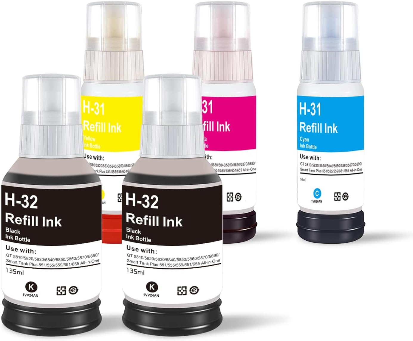 Amazon.com: 31 Ink Bottle Set 32XL Black Ink Bottle, Compatible for ...