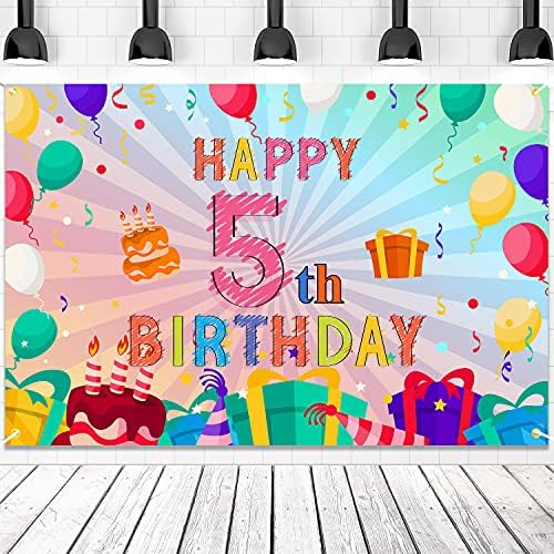 Amazon.com : Lofaris Happy 5th Birthday Backdrop Boys Five Years Old ...