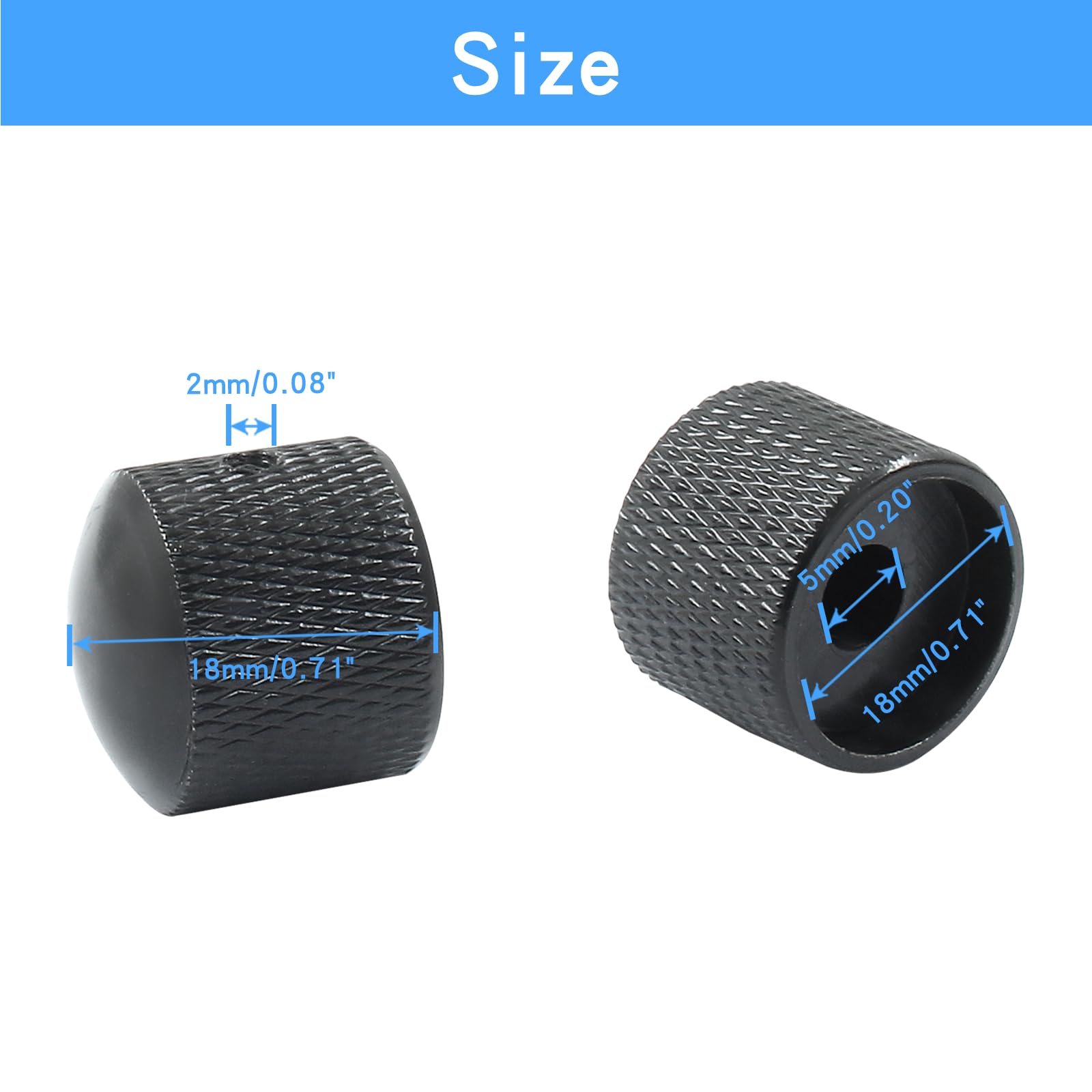 Snapklik.com : PHITUODA 4pcs Metal Guitar Knobs, Black Volume Tone Control Knobs, 5mm Dia Dome Knobs