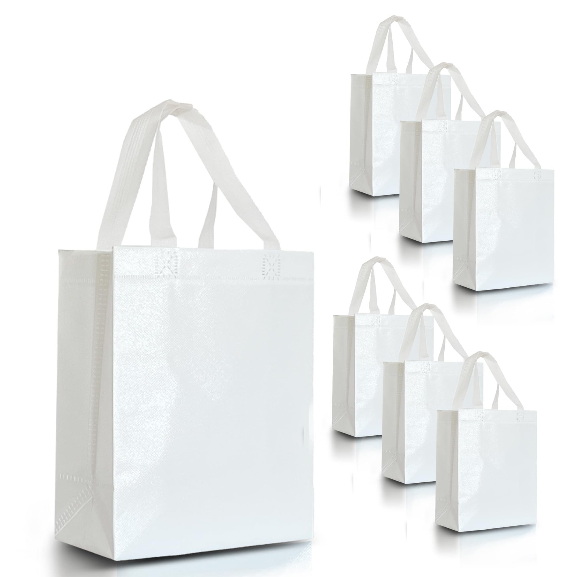 Amazon.com: Nush Nush Set of 30 Shiny White Gift Bags in Bulk - White ...