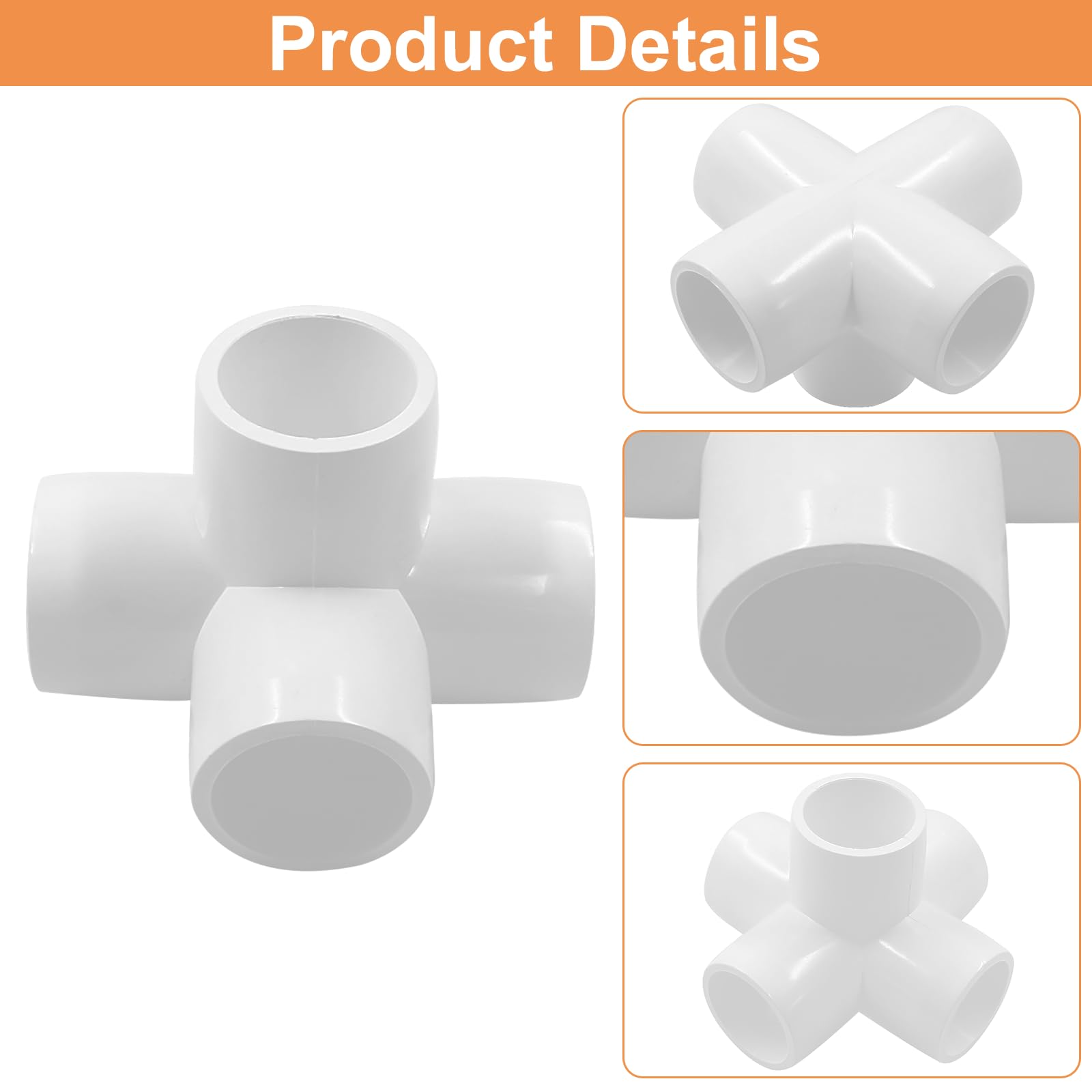 Snapklik.com : 4 Pcs 1/2" PVC Pipe Fitting, 5 Way Elbow Pipe Connector ...