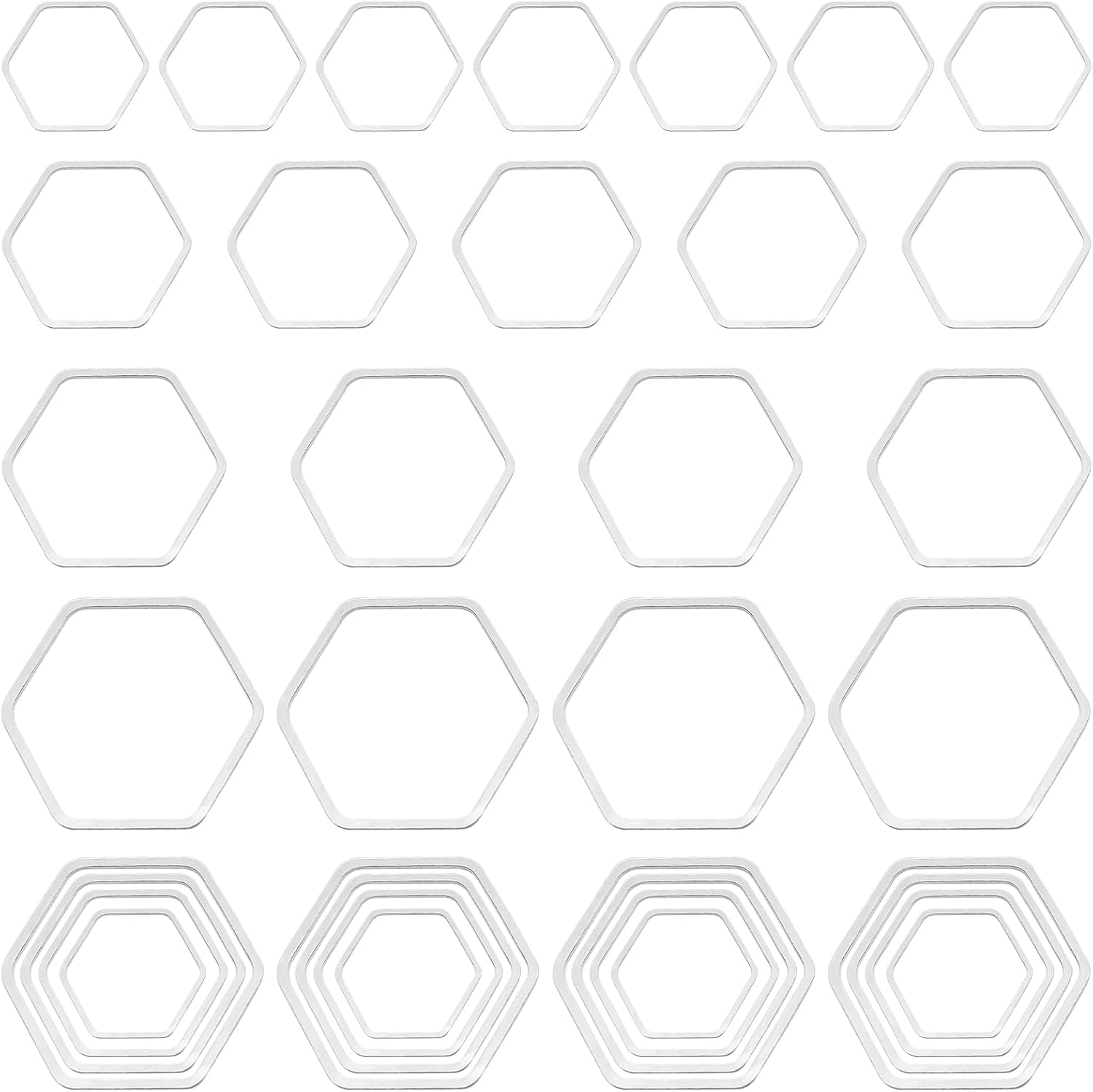 Amazon.com: 80 Pcs 4 Sizes Hexagon Open Bezel Blank Open Back Bezel ...