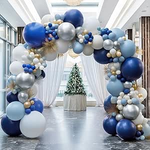 Amazon.com: Navy Blue White Balloon Garland Kit - Double Stuffed Dusty Blue Royal Blue White ...