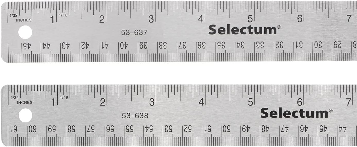 HARFINGTON 2pcs Stainless Steel Rulers with Non-Skid Backing 45cm/18 ...