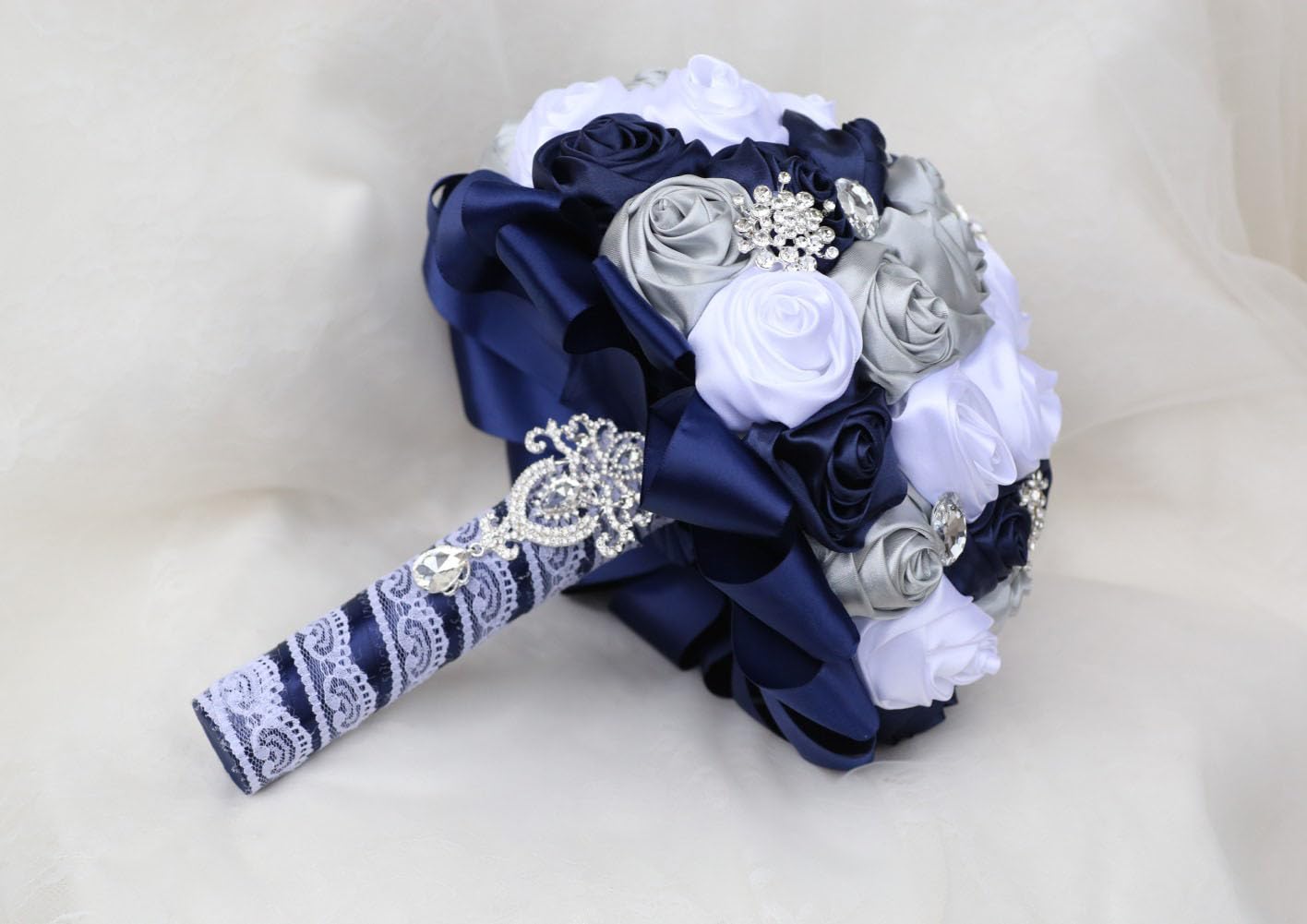 Campanas De Boda De Color Azul Marino Y Plata