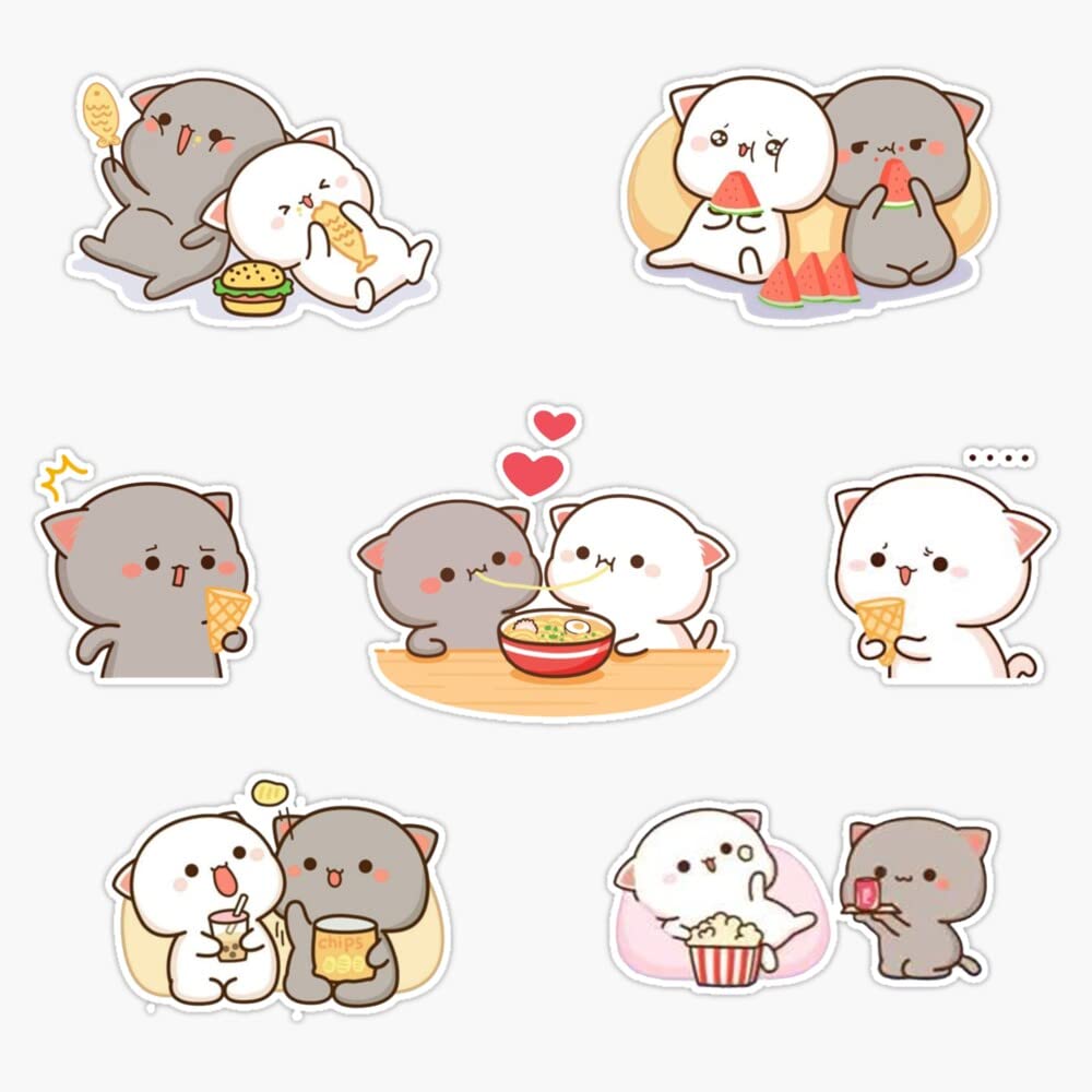 Amazon.com - Mochi Peach cat Sticker Pack Sticker Sticker Decal Bumper ...