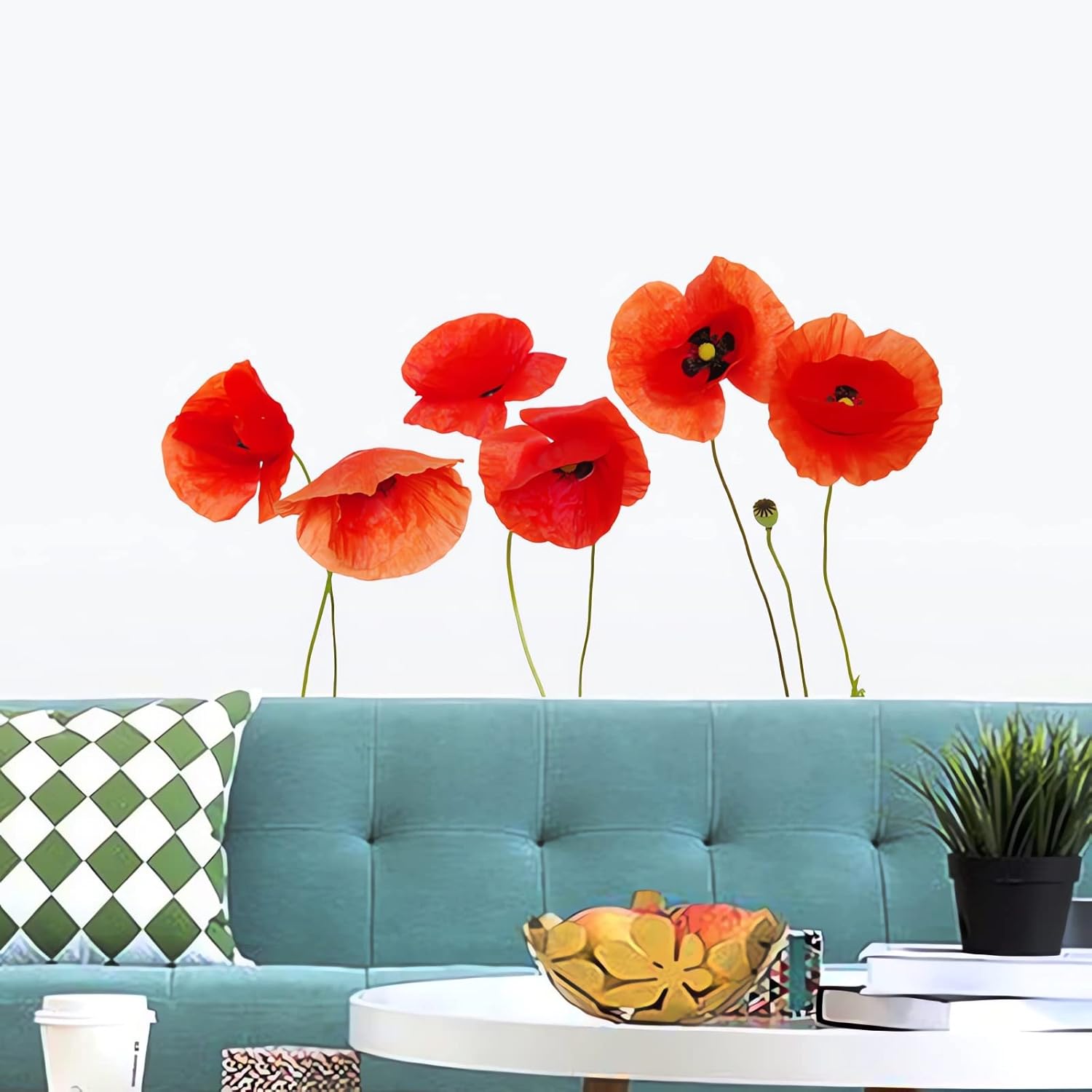 Amazon.com: Red Poppy Flower Wall Decals Large Floral Wall Stickers for ...