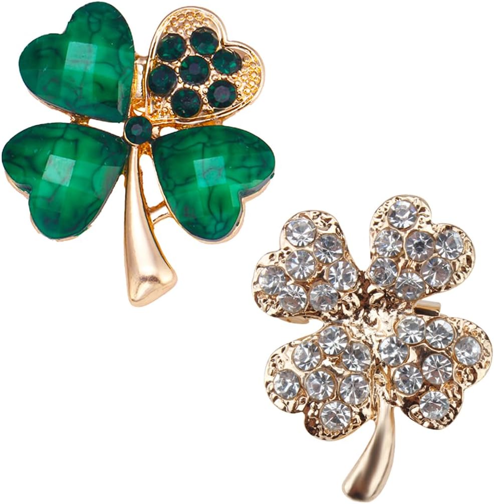 Cristal Vintage Broches pour Femmes, 2pcs Broche Trèfle à Quatre Feuilles Broche Artificielle ...