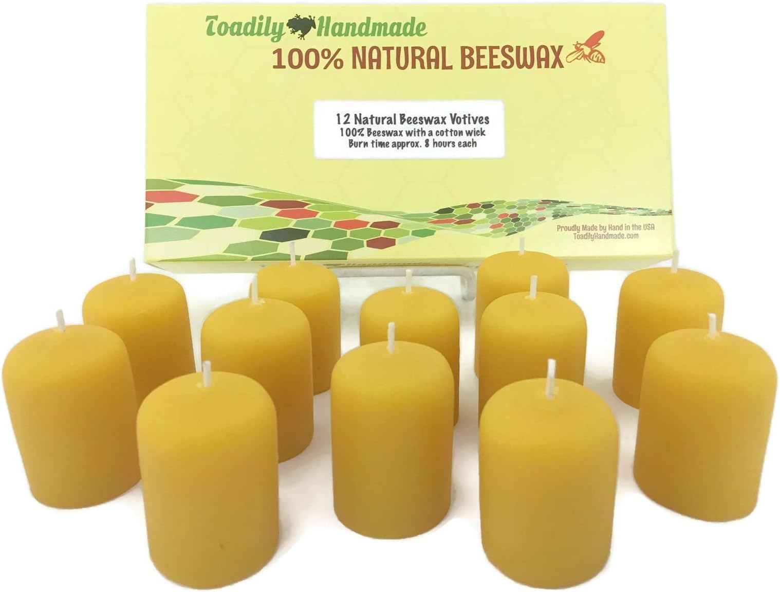 Amazon.com: One Dozen (12) Solid Beeswax Votive Candles in Natural Wax ...