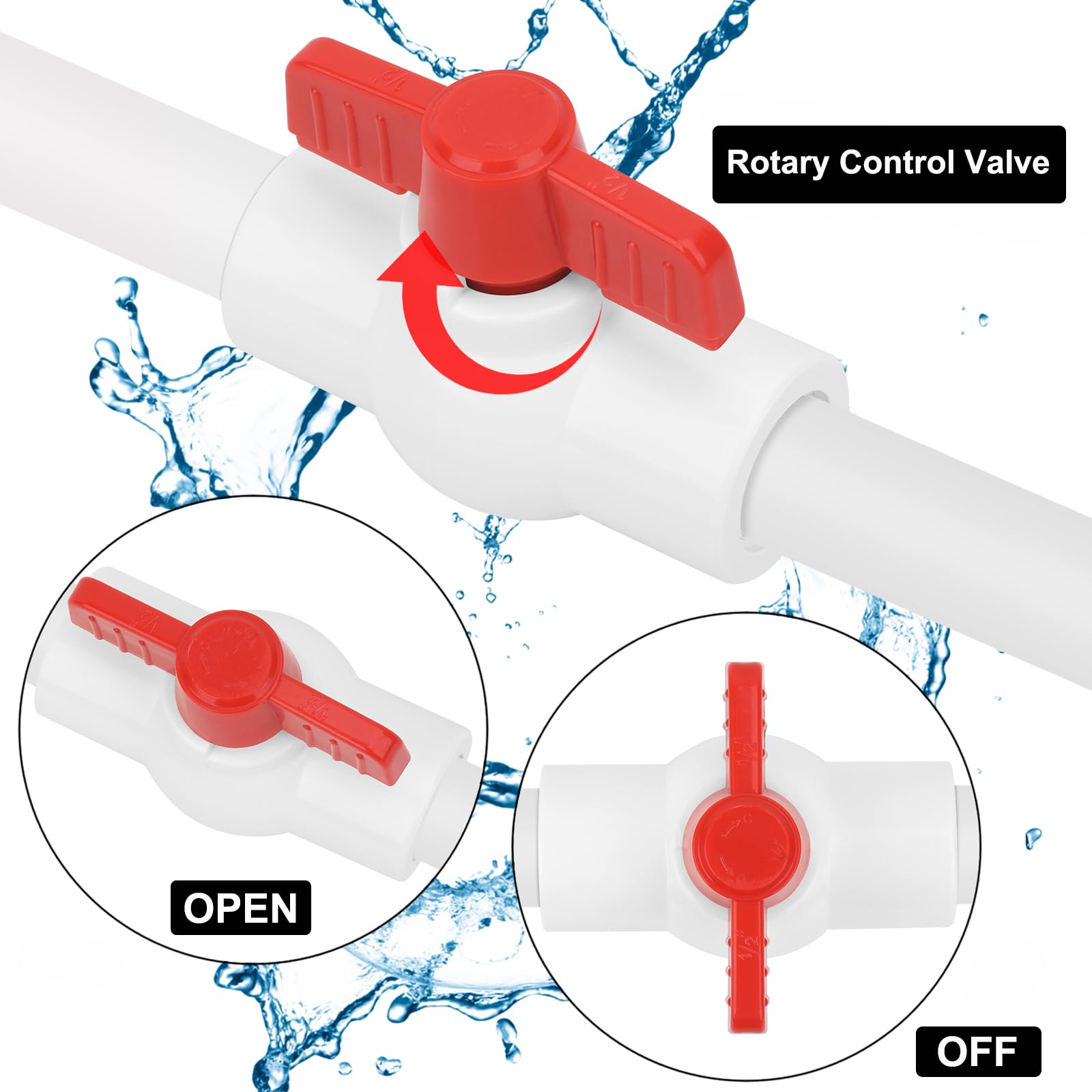 Snapklik.com : 6Pcs 1/2" Female Threaded PVC Ball Valve Water Pipe Shut ...