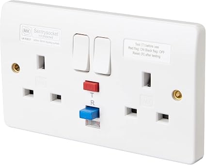 Mk K6231WHI 2-Gang 13A RCD Socket 30MA Active : Buy Online at Best ...
