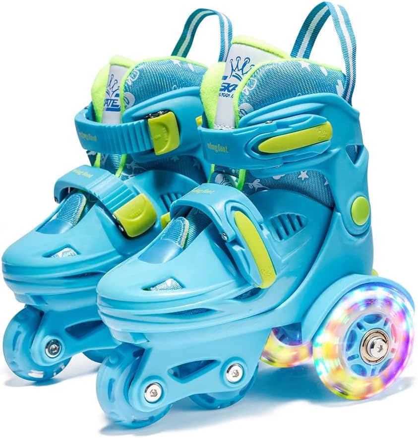 Amazon.com : Adjustable Kids Roller Skates for Girls Boys,Three-Point ...