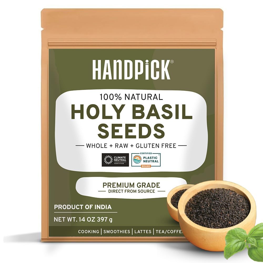 HANDPICK, Holy Basil Seeds (397g/14oz) Gluten free, Raw Sabja, Tukmaria ...