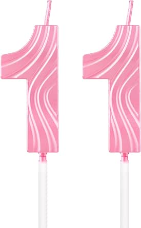 Amazon.com: iNINGER Pink Number Candles,Number 11 Birthday Candle,Pink ...