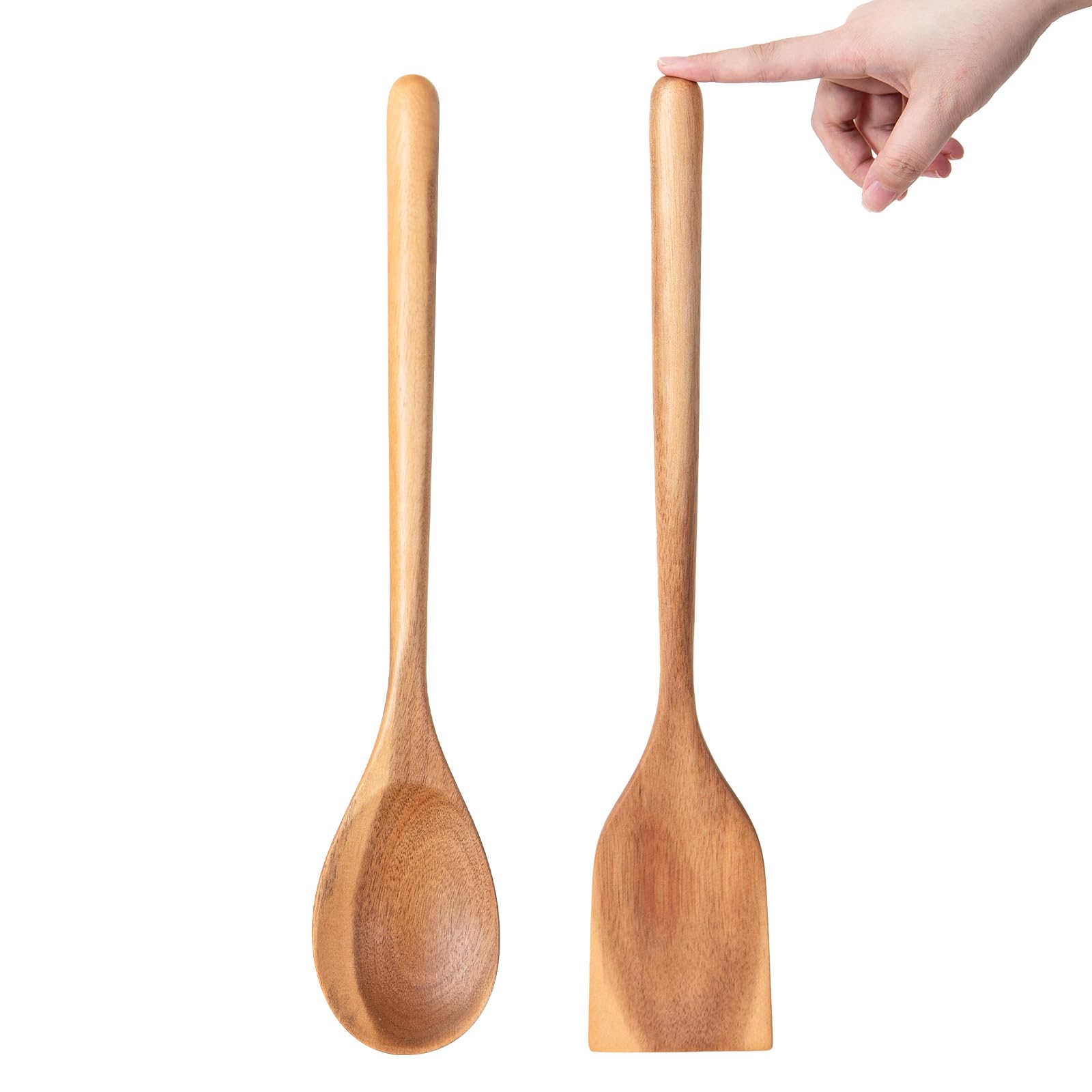 Amazon.com: 2PCS Long Handle Gigantic Spatula Spoon Premium Acacia ...