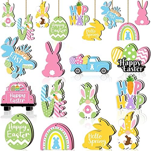 Amazon.com: 24 Pcs Spring Egg Bunny Easter Ornaments for Tree Easter ...