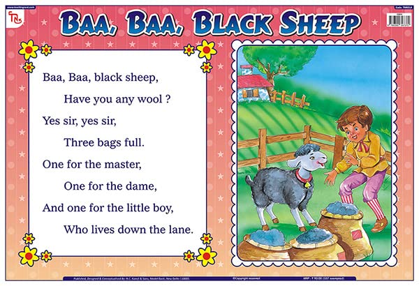 Buy TEACHINGNEST Baa Baa Black Sheep Chart | Nursery Rhymes | Laminated ...