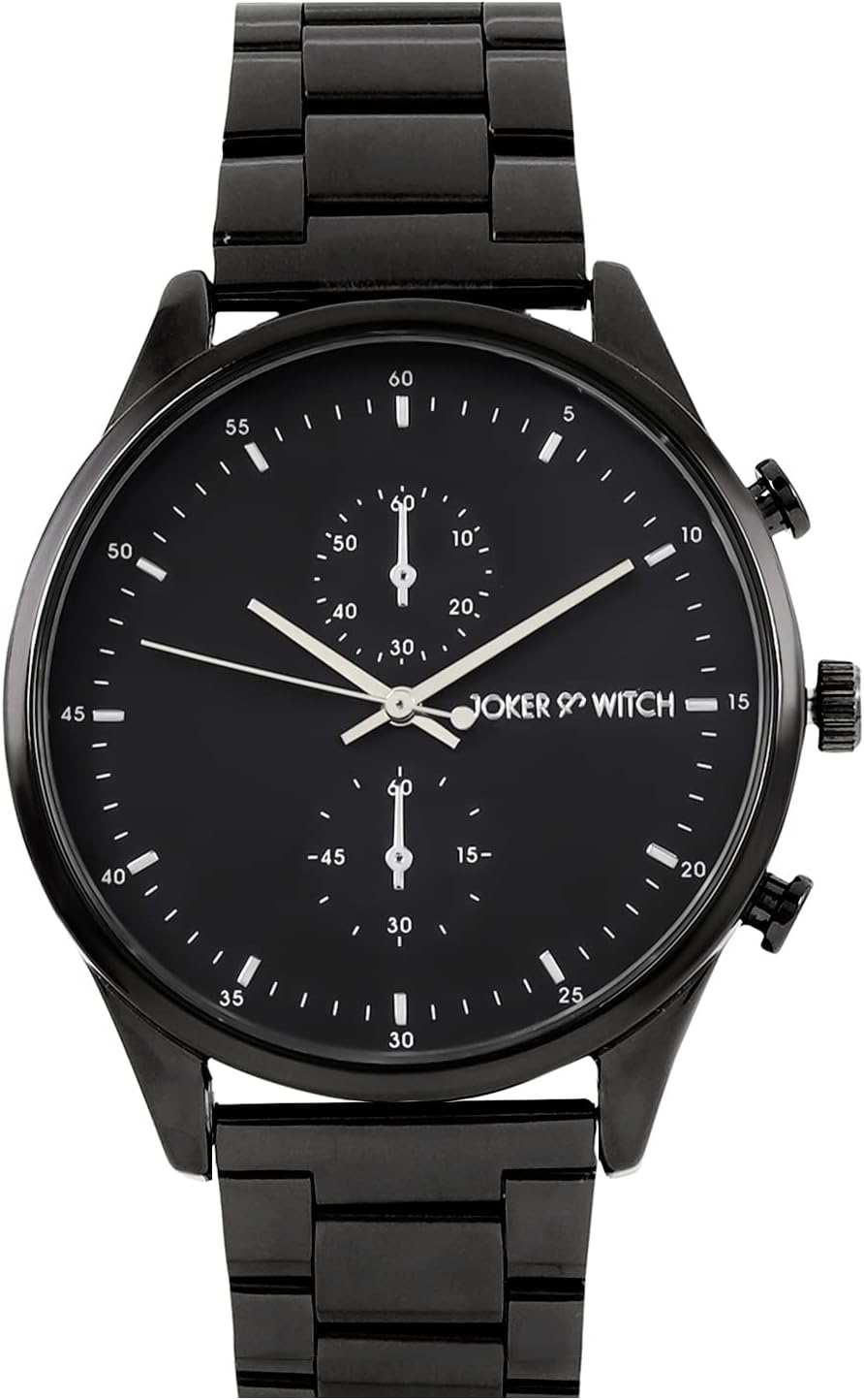 Joker & Witch Men Analogue Beetle 42mm Black Dial 20mm Gunmetal ...