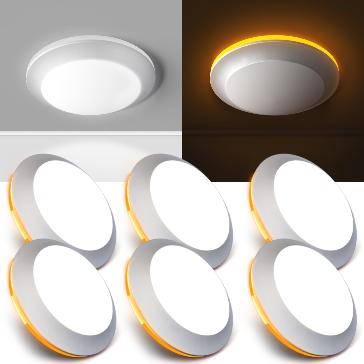 Sunco Lighting 6 Pack 6 Inch LED Nightlight Disk Lights Flush Mount ...