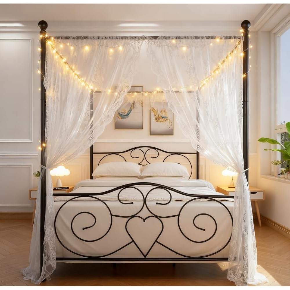 $29/mo - Finance Bellemave Queen Canopy Bed Frame, Metal Canopy ...
