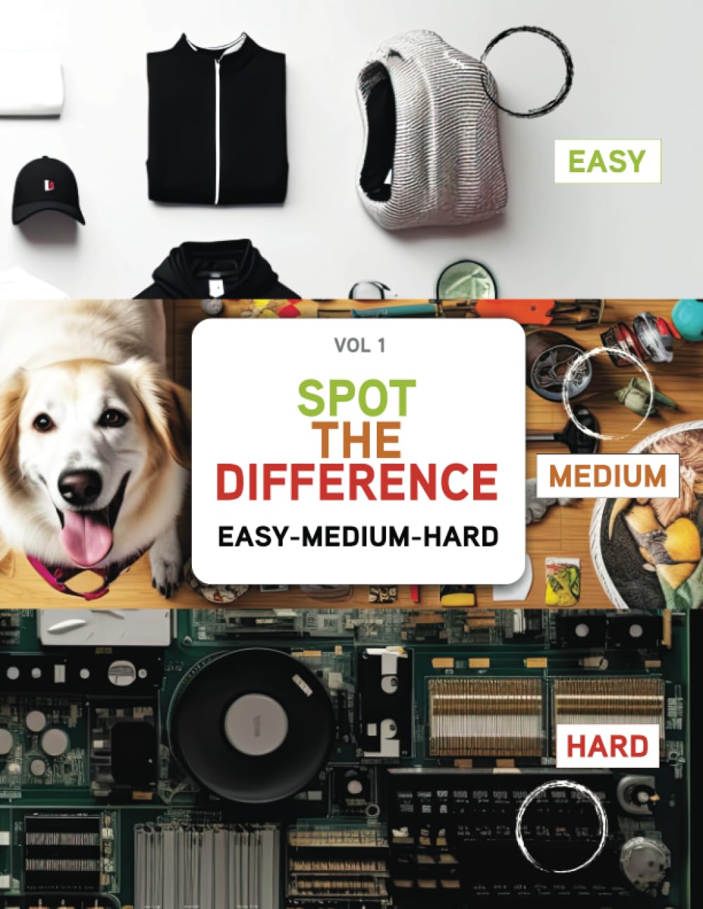 Spot the Difference Book for Adults Vol 1: Easy, Medium and Hard: Large ...