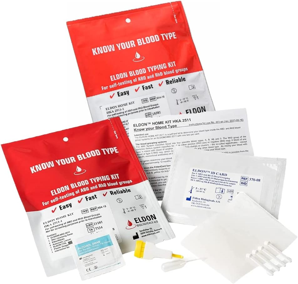 Amazon.com: Blood Type Kit - Also Includes: 1 Eldoncard, 1 Lancet ...